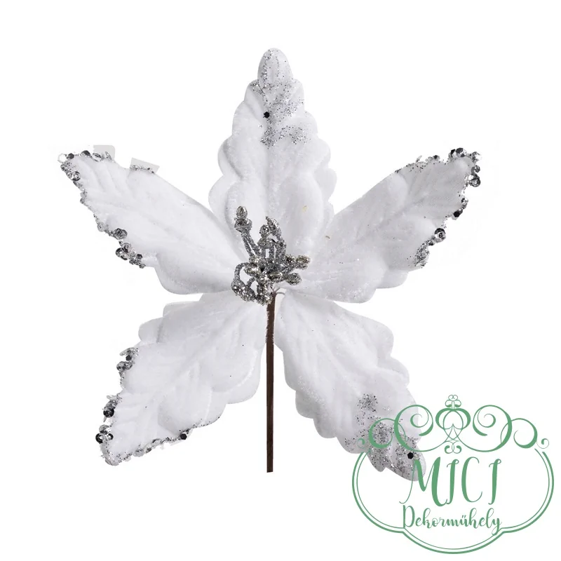 Mikulás virág; karácsonyi dekor virág; fehér; 10cm/15cm/22cm - micidekor.hu