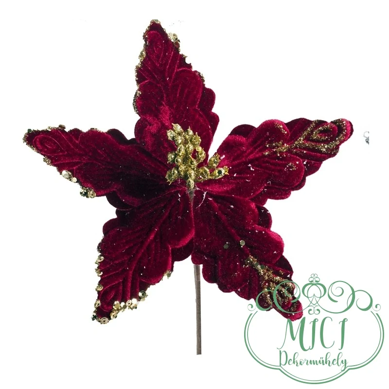 Mikulás virág; karácsonyi dekor virág; bordó; 10cm/15cm/22cm - micidekor.hu