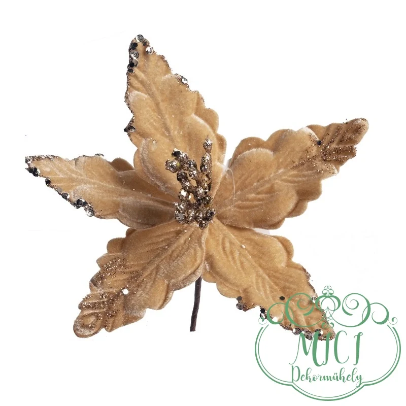 Mikulás virág; karácsonyi dekor virág; drapp; 10cm/15cm/22cm - micidekor.hu
